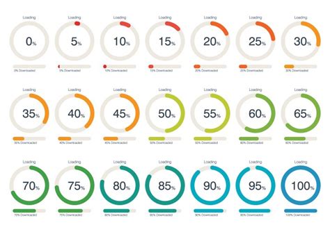 Set Progress Bars Royalty Free Vector Image Vectorstock