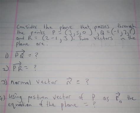 solved consider the plane that passes through the points