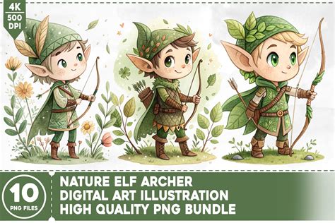 Nature Elf Archer Png Bundle Graphic By Hega Prakosa · Creative Fabrica