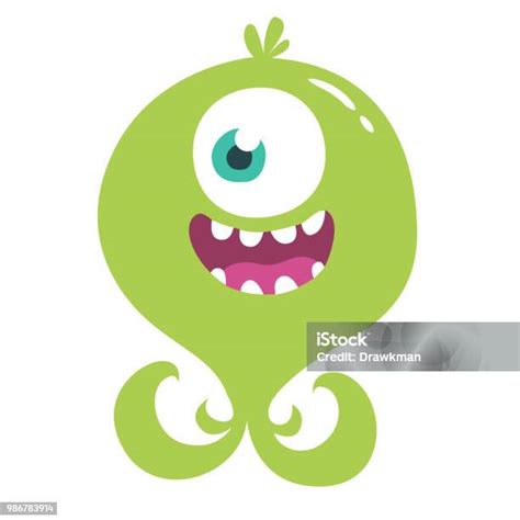 귀여운 만화 괴물 외계인 또는 문 어입니다 할로윈에 대 한 녹색 괴물의 벡터 일러스트 레이 션 공포 무서움에 대한 스톡 벡터 아트 및 기타 이미지 Istock