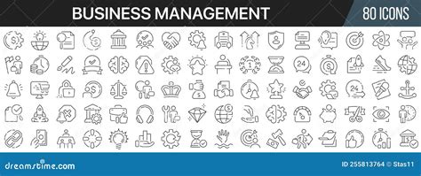 Business Management Line Icons Collection Big Ui Icon Set In A Flat Design Thin Outline Icons