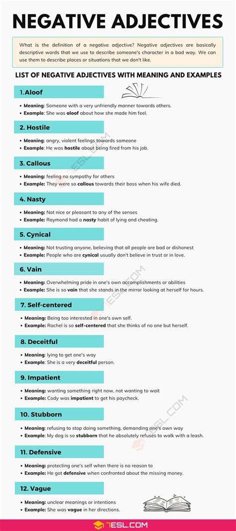 800 Negative Adjectives To Describe People Places Or Things • 7esl
