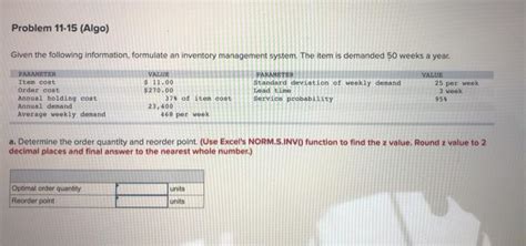 Solved Problem Algo Given The Following Information Chegg Com