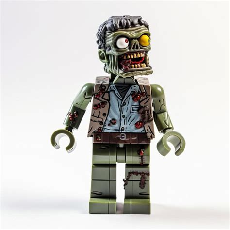 Lego Zombie Isolated On White Background Full Body Figure Premium Ai