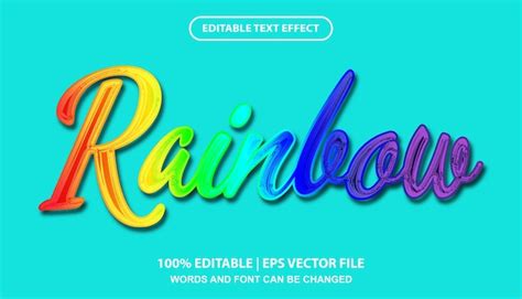 Premium Vector Rainbow Editable Text Effect Template Colorful Rainbow Gradient With Glossy