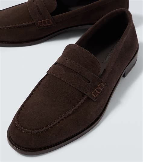 Perry Suede Penny Loafers In Brown Manolo Blahnik Mytheresa