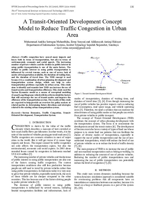 Pdf A Transit Oriented Development Concept Model To Reduce Traffic Congestion In Urban Area