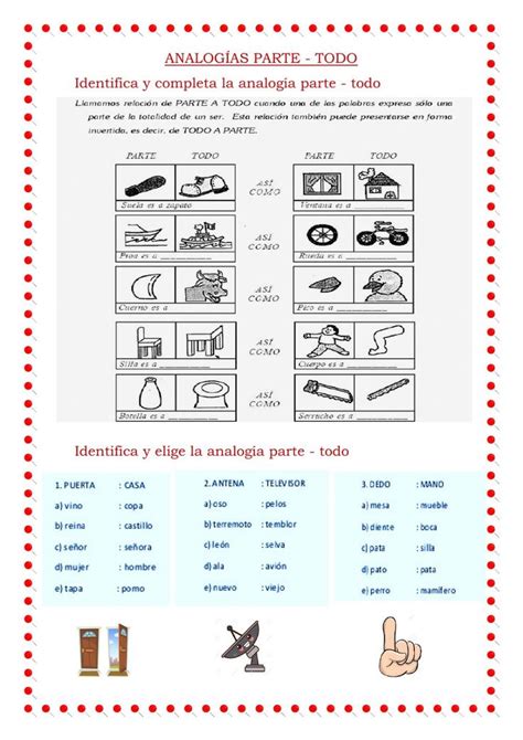 Hoja De Trabajo De Analogía De Palabras Sesión 2