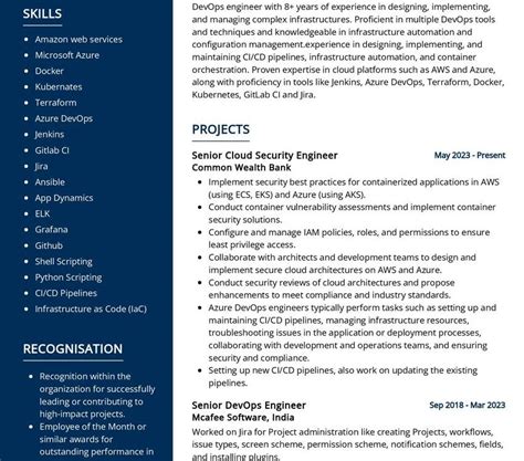 Senior Devops Engineer Cv Sample In 2025 Resumekraft