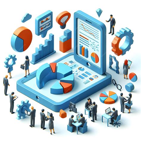 3d Data Analysis Icon Cartoon Style Concept For Statistical Analysis