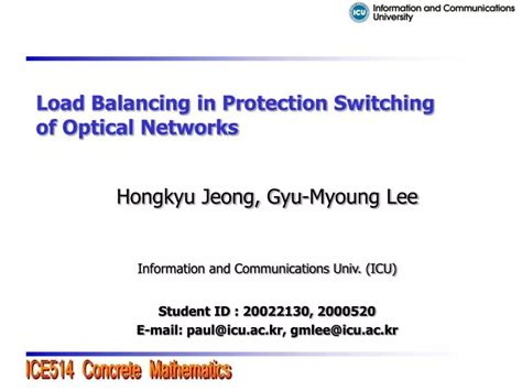 ppt load balancing in protection switching of optical networks