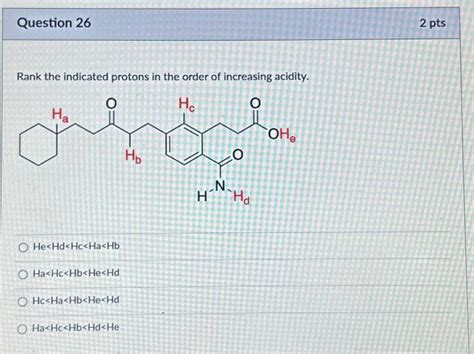 Solved Rank the indicated protons in the order of increasing | Chegg.com