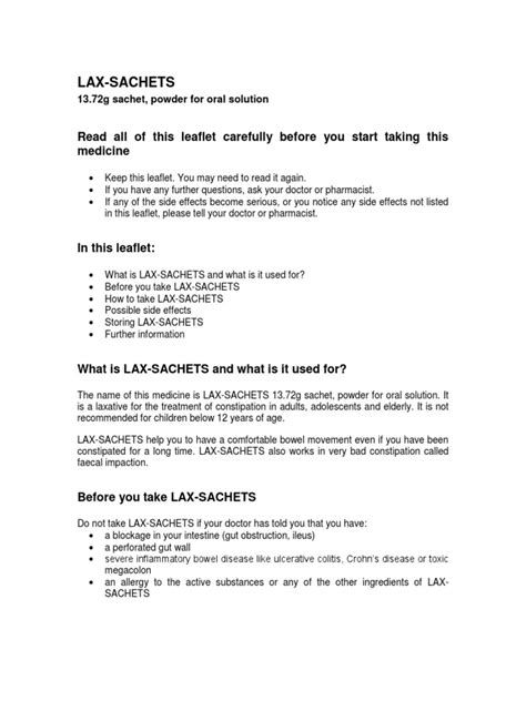 A Comprehensive Guide To Lax Sachets Uses Dosing Instructions Side