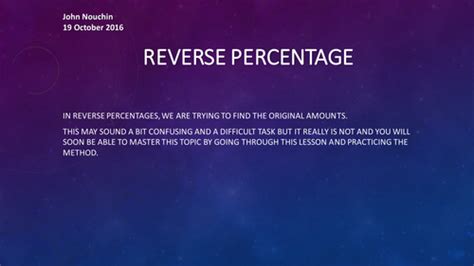 Reverse Percentage Teaching Resources