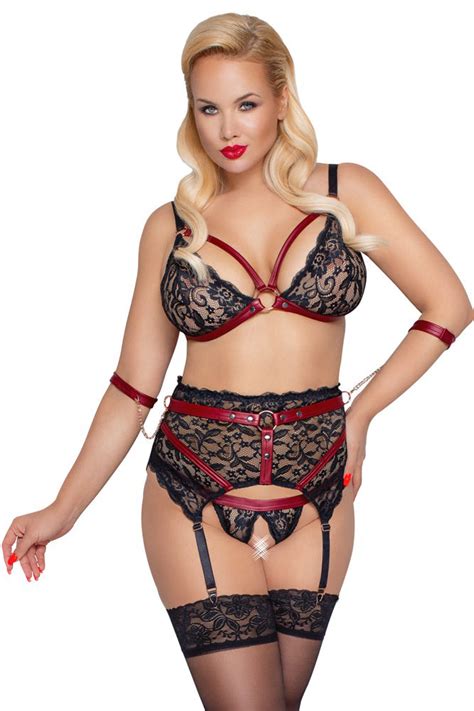 Cottelli Bondage Plus Size Suspender Set Angel Clothing