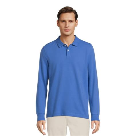 George Mens Pique Polo Shirt With Long Sleeves Sizes S 3xl