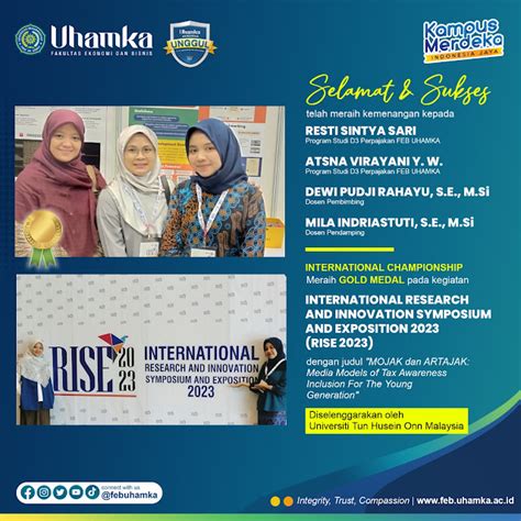 Penelitian Mahasiswa Feb Uhamka Dianugerahi Medali Emas Oleh