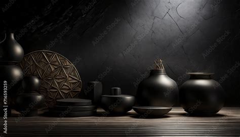 Black Background With A Collection Of Black Objects With Different Touchable Textures A Variety