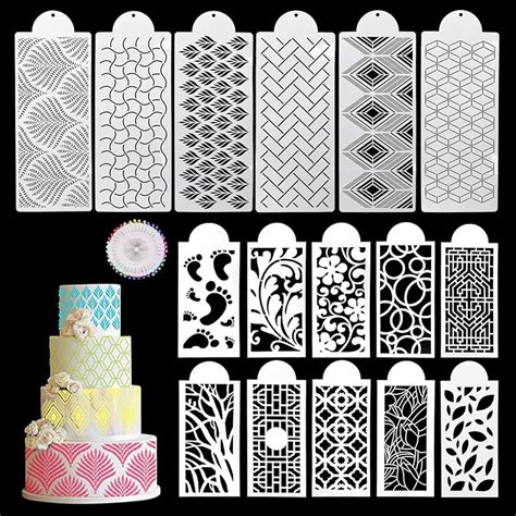 Printable Cake Stencils 4pcsset Fondant Cake Stencil Carved Printing
