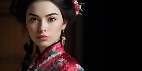 Premium Ai Image Young Lady Wearing Traditional Cerise Clothing