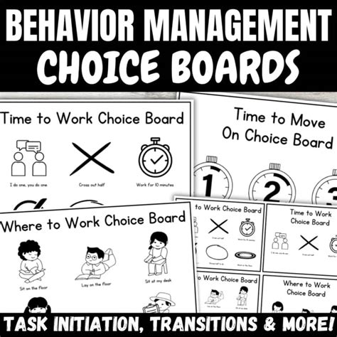 Behavior And Classroom Management Task Initiation Choice Board For Defiance