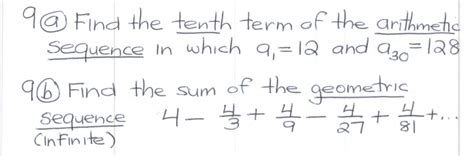 solved 9 find the tenth term of the arithmetic sequence in