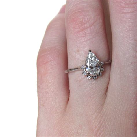 14k White Gold Vintage Inspired Half Halo Engagement Ring With 1 Ct