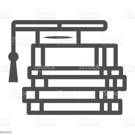 책과 졸업 캡 라인 아이콘 교육 개념 흰색 배경에 교과서 벡터 기호에서 배울 모바일 개념 및 웹 디자인에 대한 개요 스타일 아이콘 벡터 그래픽 10에 대한 스톡 벡터 아트
