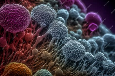 Abstract Colorful Cellular Structure Microscopic View Of Cells