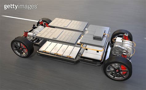 Explode View Of Electric Vehicle Chassis Equipped With Battery Pack 이미지