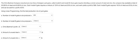 Solved The Chris Beehner Company Manufactures Two Lines Of