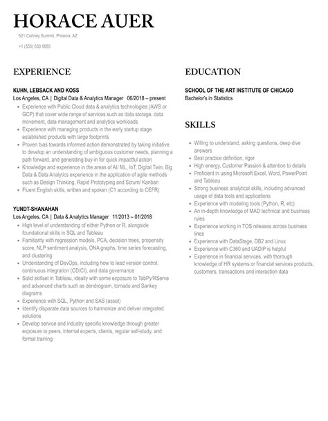 Data Analytics Manager Resume Samples Velvet Jobs