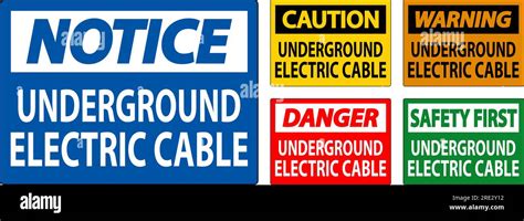 Caution Sign Underground Electric Cable Stock Vector Image And Art Alamy