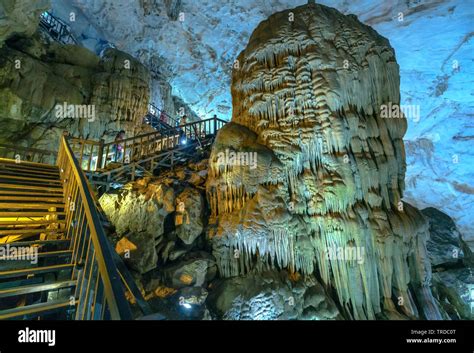 Cave Shaped Limestone Geological Formations With Beautiful Stalactites