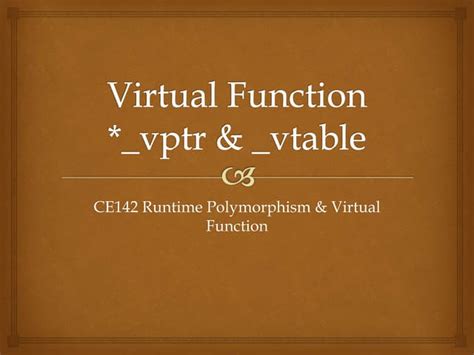 Virtual Function In C Pure Virtual Function Pptx Programming