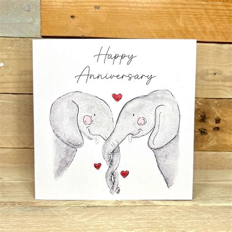 Personalised Elephant Anniversary Card Wedding Anniversary Love Card