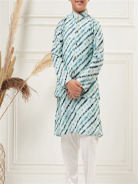 Buy Stylo Bug Boys Leheriya Printed Kurta With Pyjamas And Nehru Jacket