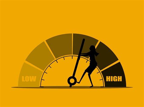 Strong Businesswoman Pushes The Needle Indicator 41143365 Vector Art At Vecteezy