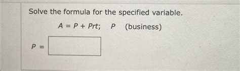 solved solve the formula for the specified variable