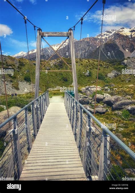 Swing Bridge On The Hooker Valley Track In The Aoraki Mount Cook