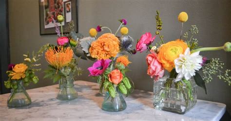 Colorful Mini Bud Vase Arrangement Centerpiece Nyc Wedding Flowers