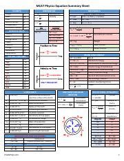 Essential Mcat Physics Equations Quick Reference Guide Course Hero
