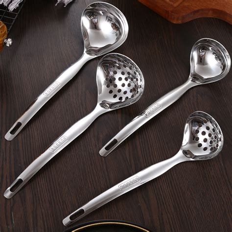 4pcs Stainless Steel Soup Spoon Slotted Spoon Household Restaurant