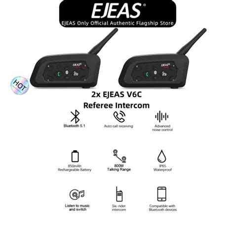 ejeas v6c referee bluetooth intercom headset bluetooth 5 1 with 1