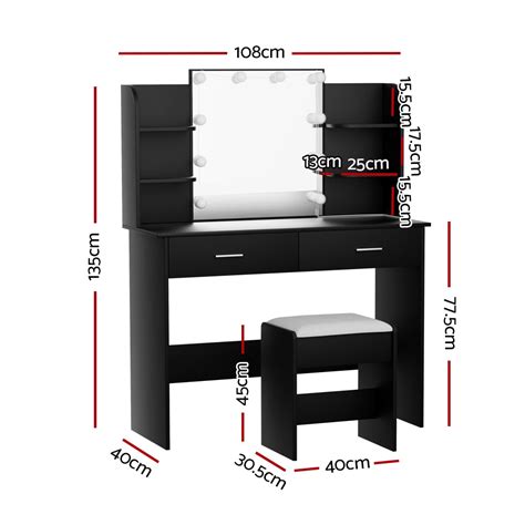 Artiss Dressing Table Set Dulcea Black 10 Led Bulbs House Of Sleep