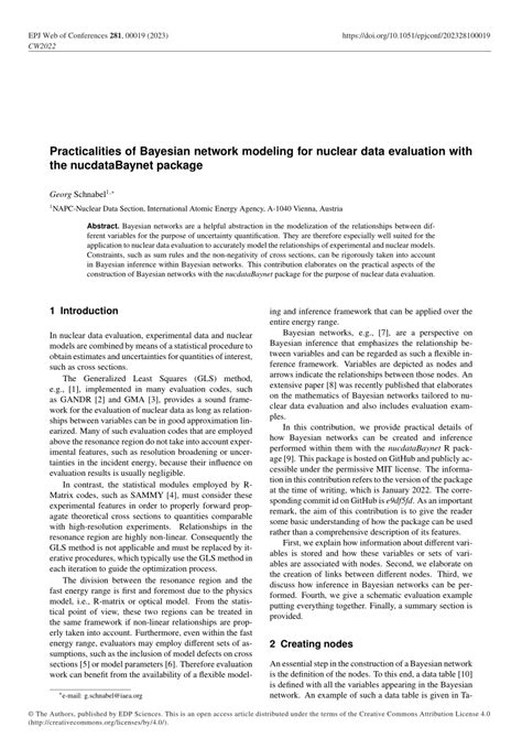 Pdf Practicalities Of Bayesian Network Modeling For Nuclear Data