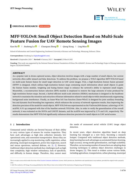 Pdf Mff‐yolov8 Small Object Detection Based On Multi‐scale Feature