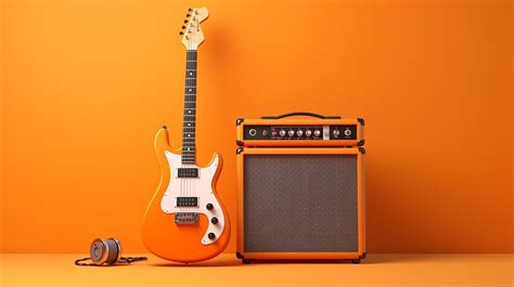 Lectronicguitarwithamplifierguitaronorange Premium Ai Generated