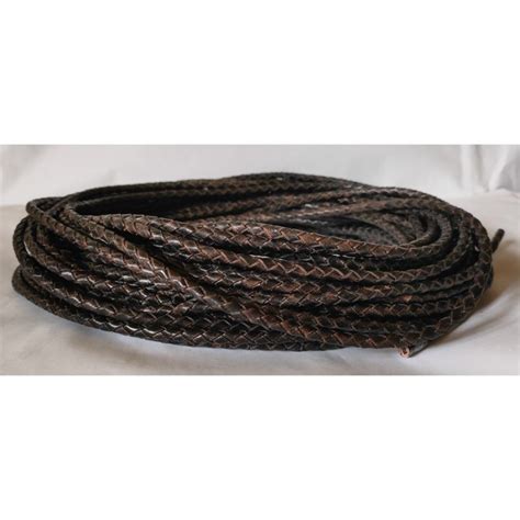 Genuine Round Braided Leather Cord 5mm Dark Vintage