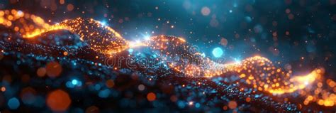 Abstract Representation Of Data Flow With Bright Glowing Particles